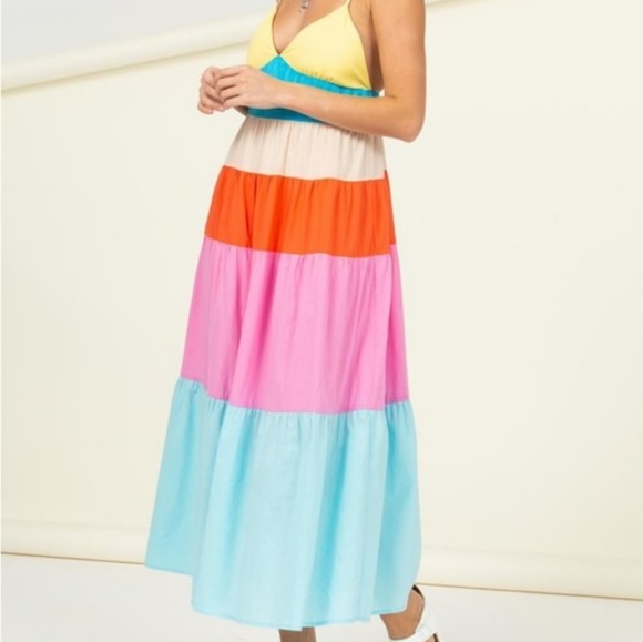 Dresses | Cami Colorblock Tiered Maxi Dress | Poshmark